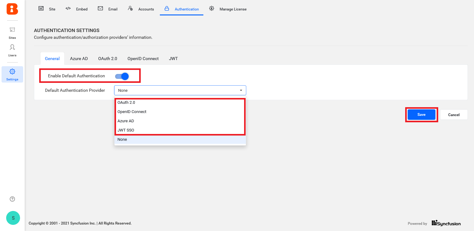 Default Authentication Option in User Management Server | Bold BI Default Authentication Option in User Management Server | Bold BI