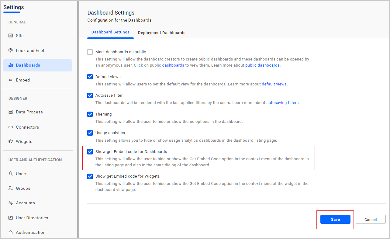 How To Show Or Hide The Get Embed Code Option Bold Bi Docs