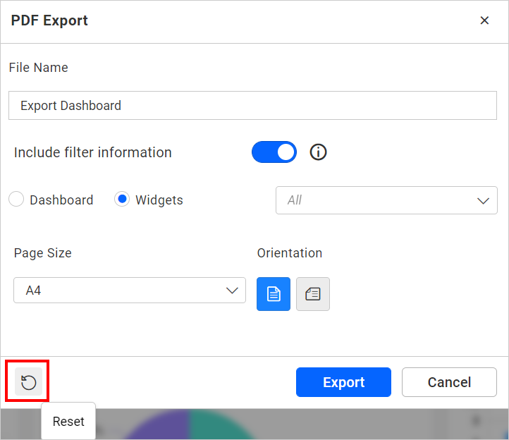 Exporting Dashboard to PDF, Image and Excel | Bold BI Docs